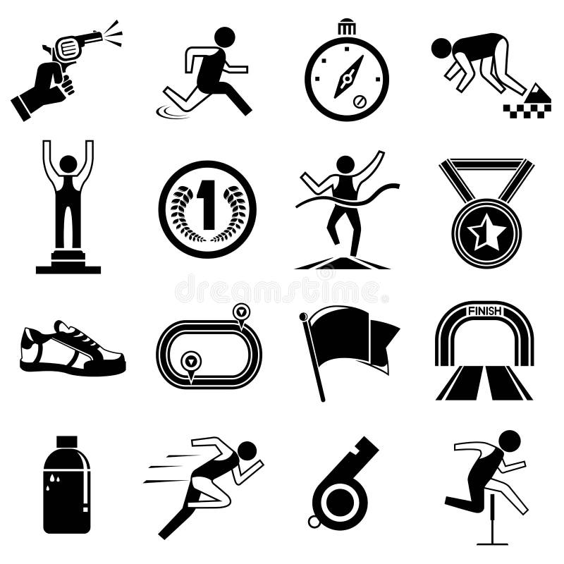 Run competition icons stock illustration. Illustration of runner - 40849720