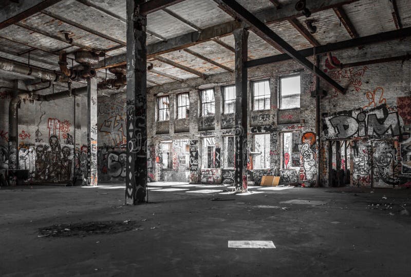 Run Down Loft Room - Abandoned Warehouse / Factory Stock Photo - Image ...