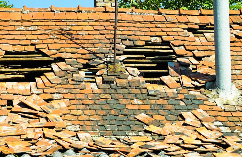 Run down roof stock image. Image of slate, gray, chimney - 61252361