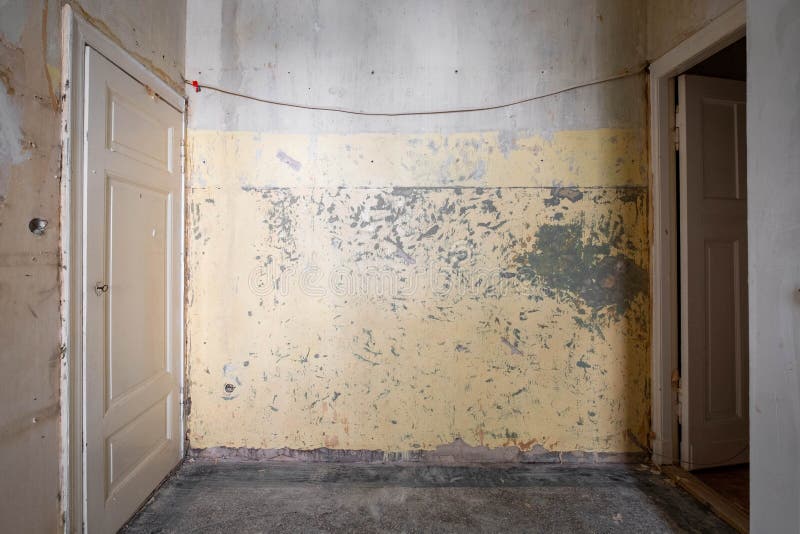 Run Down Room Wall in Old Flat, Home Stock Image - Image of copy ...