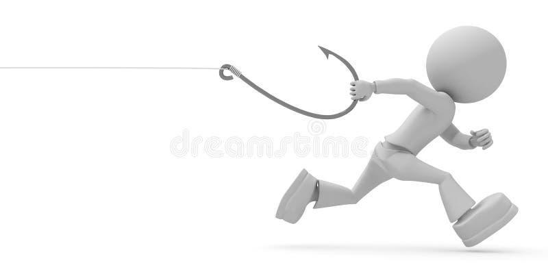 The 3d Scared Worm on a Fishing Hook Stock Illustration - Illustration ...