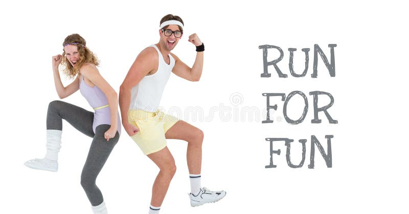 Run for Fun Text and Fitness Couple Having Fun Stock Image - Image of ...