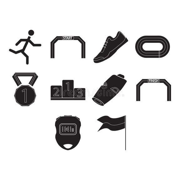 Run icon set stock vector. Illustration of icon, cartoon - 385075297