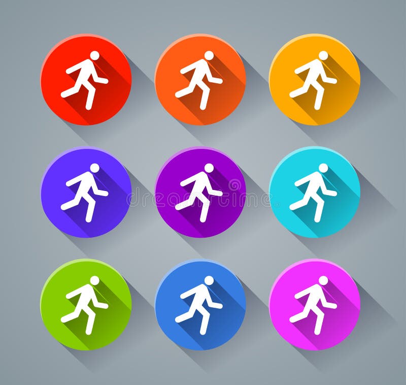 Run Icons with Various Colors Stock Vector - Illustration of running ...