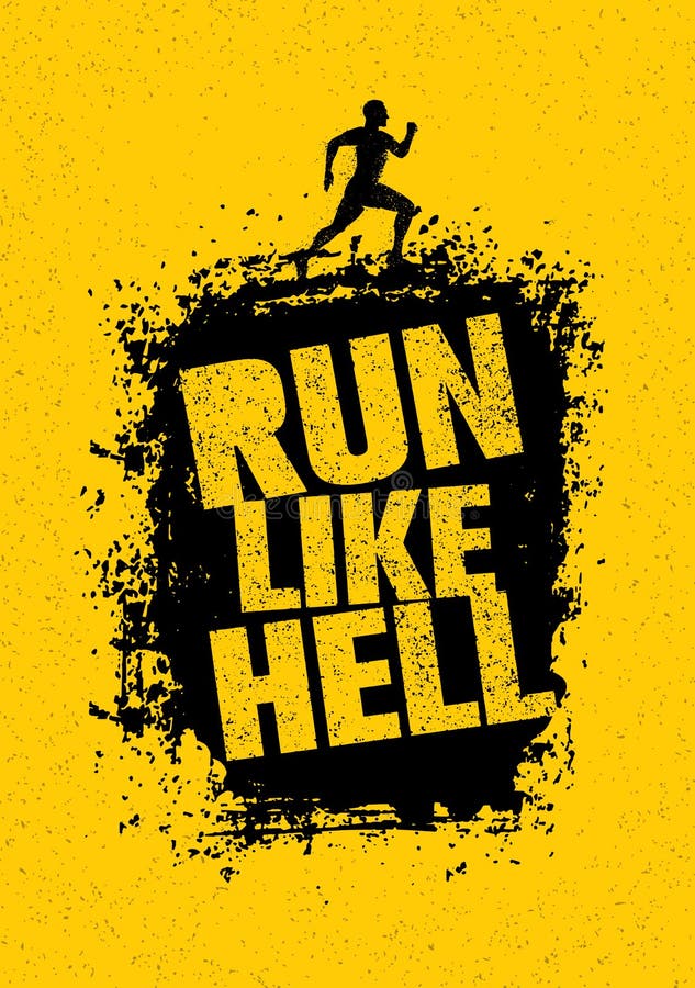Run Like Hell Motivation Sport Banner. Creative Marathon Vector Design ...