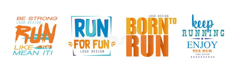Run Logo and Label Design Templates Vector Set Stock Illustration ...