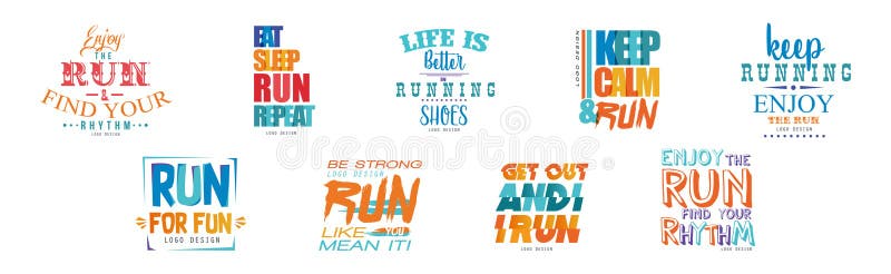 Run Logo and Label Design Templates Vector Set Stock Vector ...