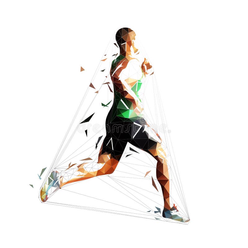 Runner, Low Polygonal Running Man, Front View. Isolated Sport Geometric Illustration Stock ...