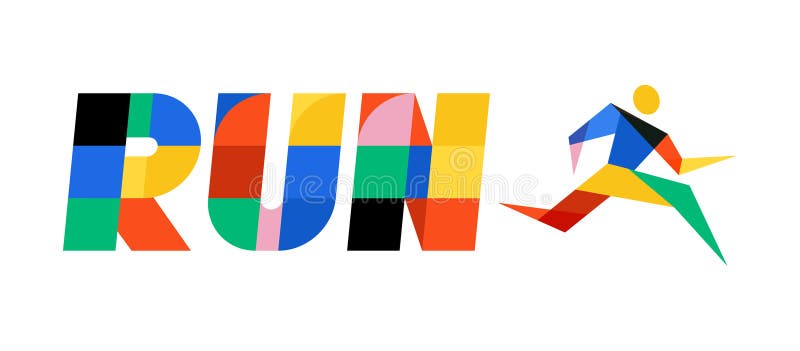 Run, Marathon Concept Design. Geometric Colorful Modern Design Stock ...