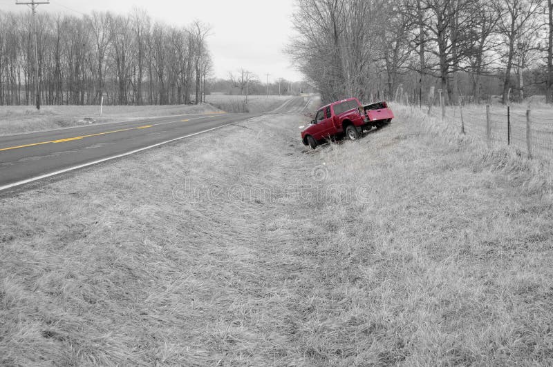 Run Off Road Truck Crash stock photo. Image of wrecked - 4626708