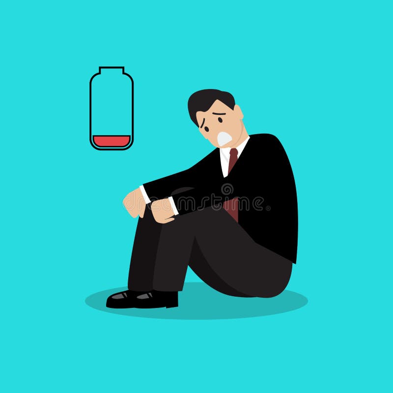 Run Out of Battery Businessman Stock Vector - Illustration of despair ...