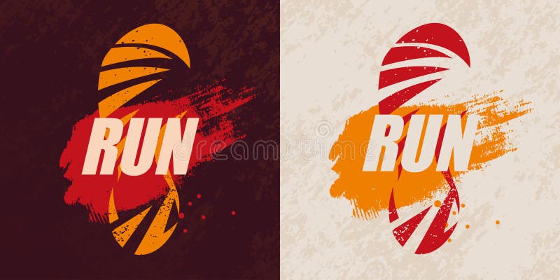 Run Print Symbol in Grunge Style Stock Illustration - Illustration of ...