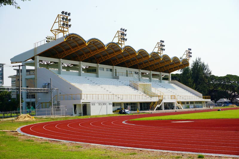 Run Race Track in Sport Stadium Stock Photo - Image of paint, building ...