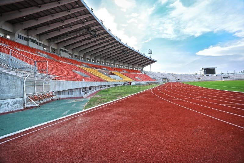 Run Race Track in Sport Stadium Stock Photo - Image of compete ...