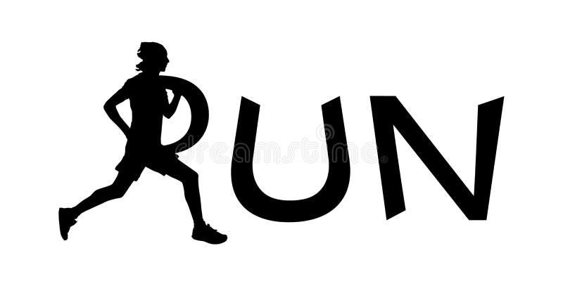 Run Silhouette Symbol in Text Label Concept Vector Stock Illustration ...