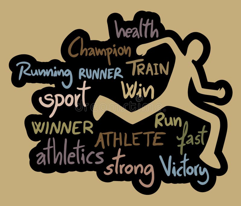 Run sticker stock vector. Illustration of athletics, silhouette - 42279862