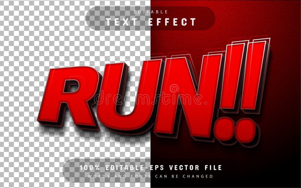 Run text effect editable stock vector. Illustration of typeface - 256143236