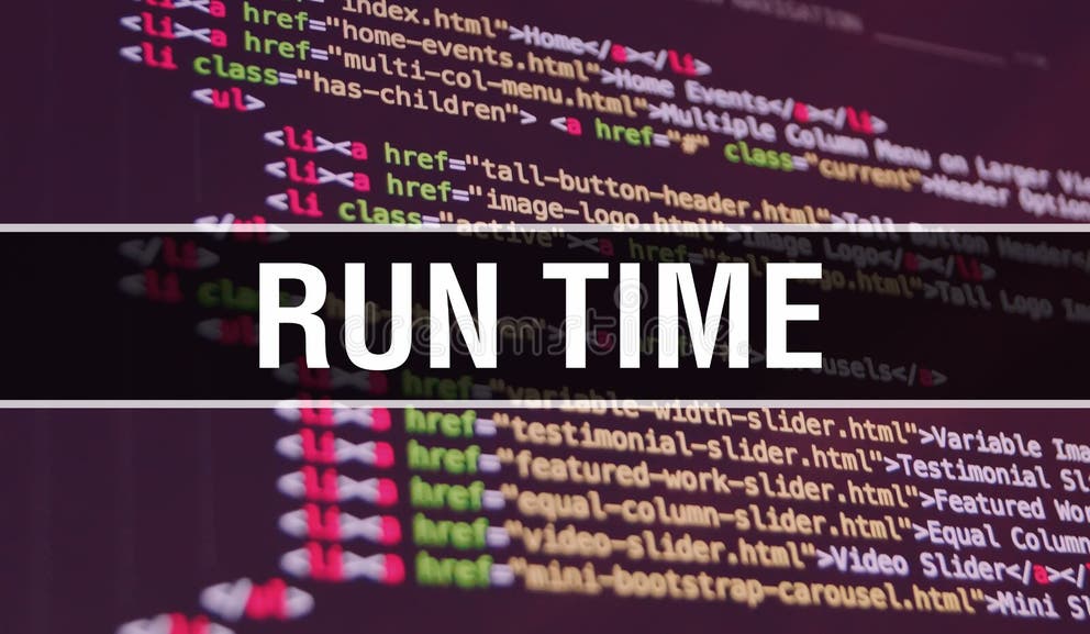 Run Time Concept Illustration Using Code for Developing Programs and App. Run Time Website Code ...