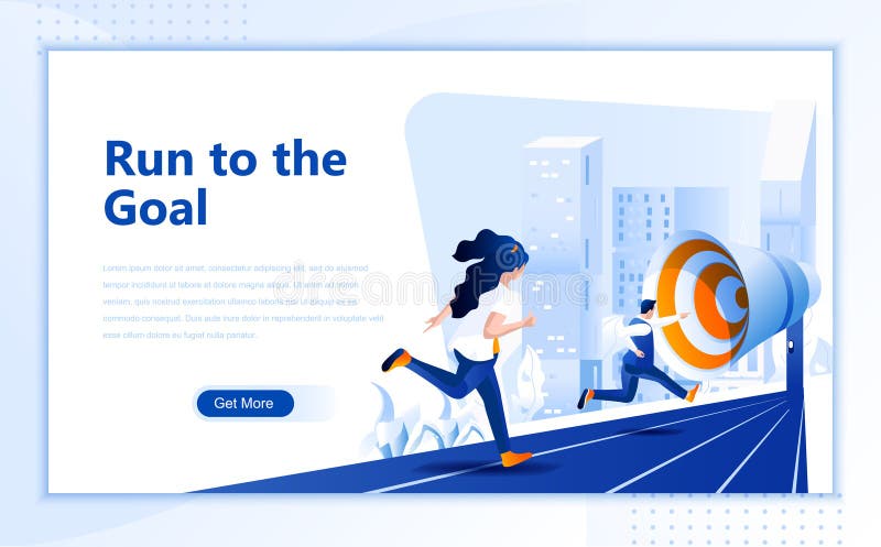 Run To the Goal Flat Web Page Design Template of Homepage or Header ...