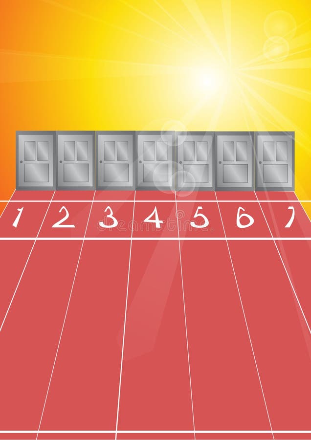 Run Track and Doors in the End Stock Illustration - Illustration of ...