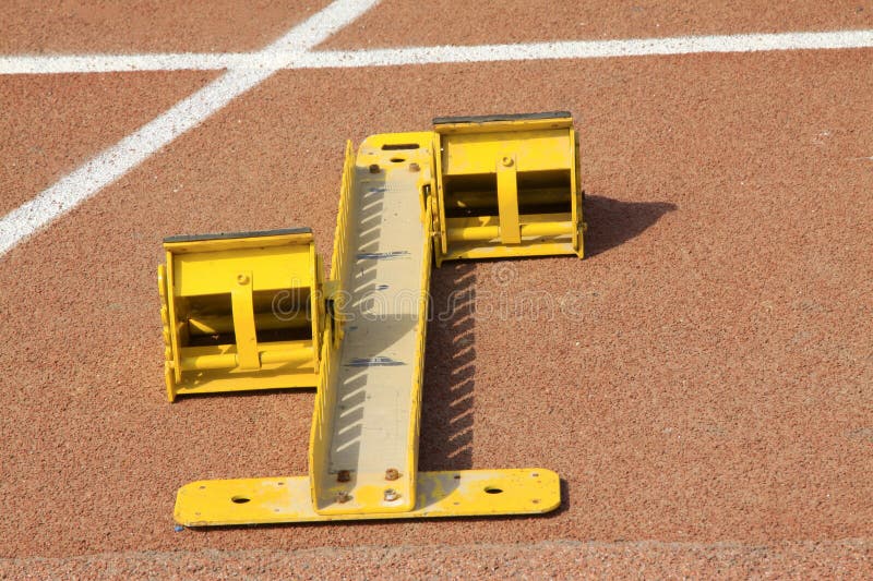 Run Up Ware on Red Plastic Runway in a Sports Ground Stock Photo ...