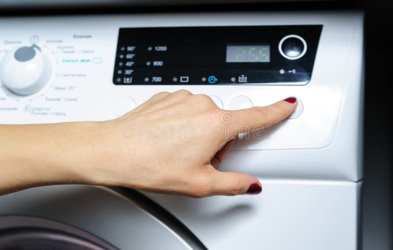 Run the washing machine. stock image. Image of door, housewife - 82204973