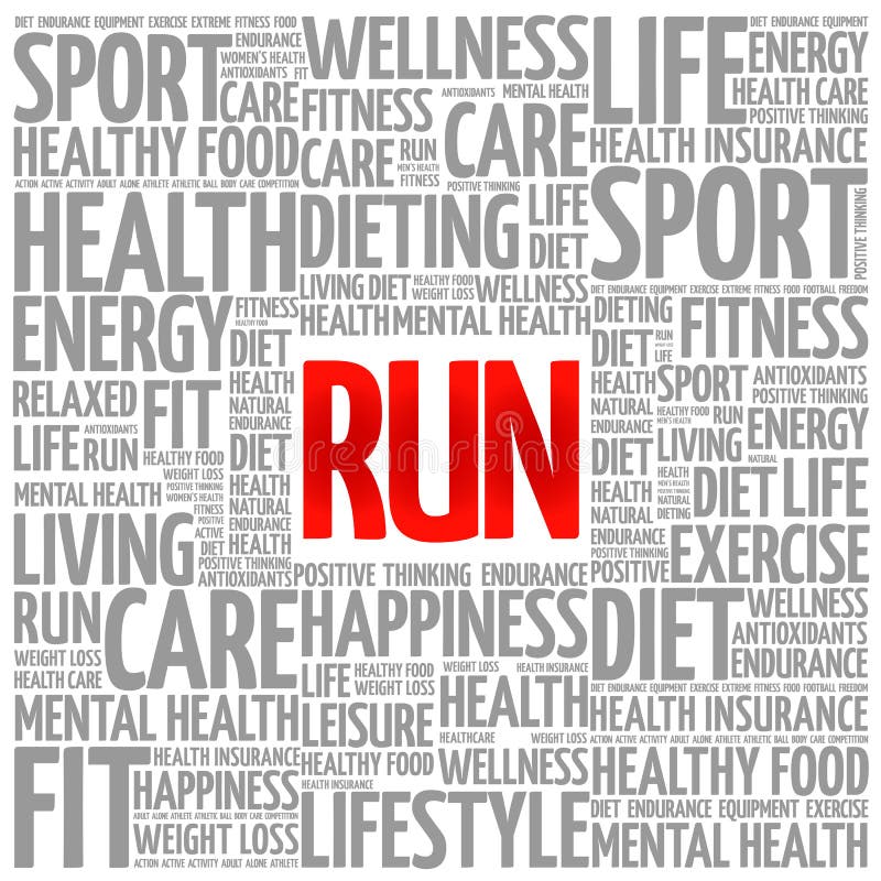 RUN word cloud background stock illustration. Illustration of action ...