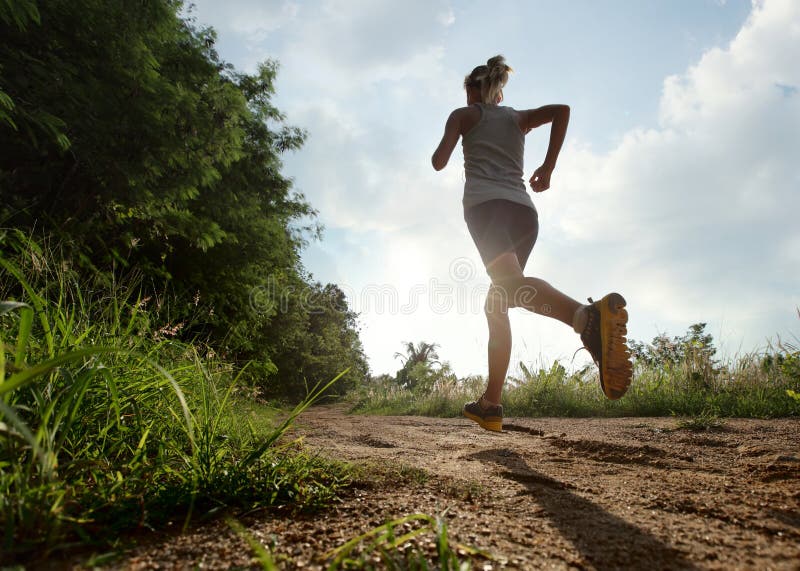 Run stock photo. Image of horizon, alone, female, evening - 45720088