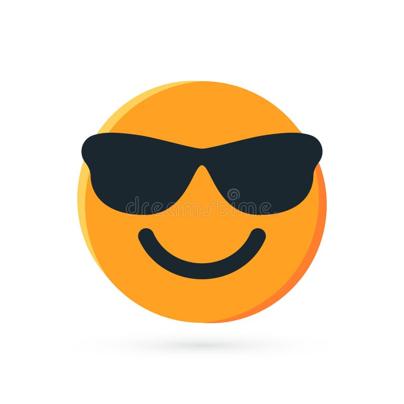 Rund Gul Emoji I Plan Stil, Vektor Vektor Illustrationer - Illustration ...