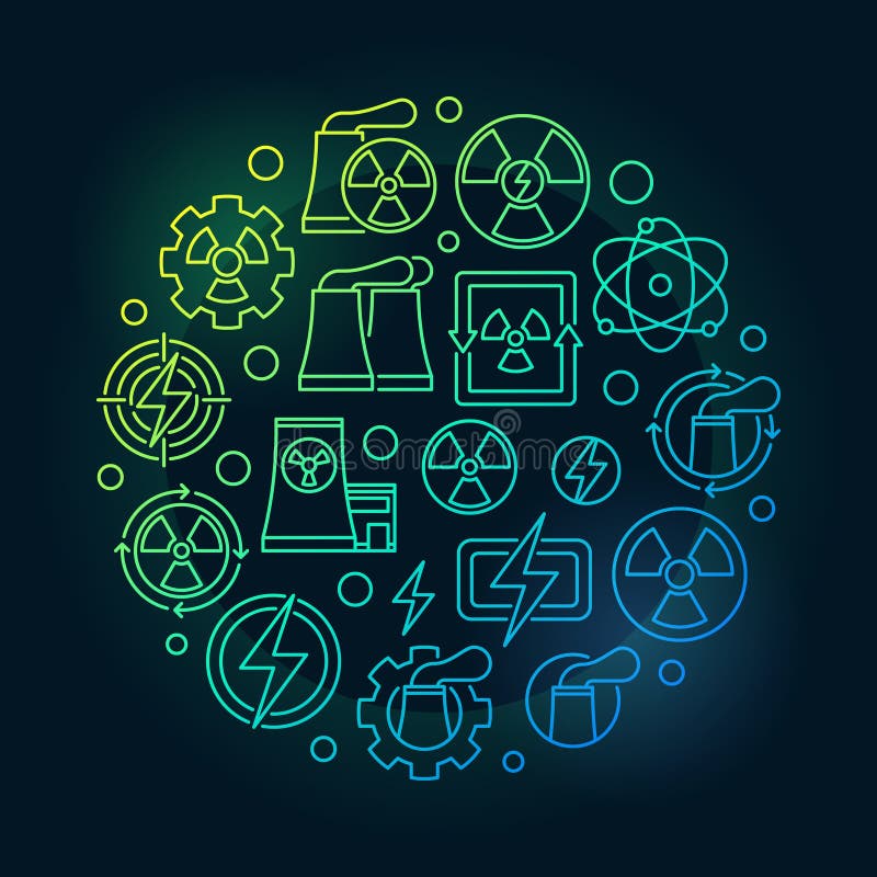 Runde Bunte Illustration Der Atomenergie Vektor Abbildung ...