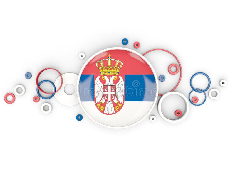 Runde Flagge Von Serbien Mit Kreismuster Stock Abbildung - Illustration ...