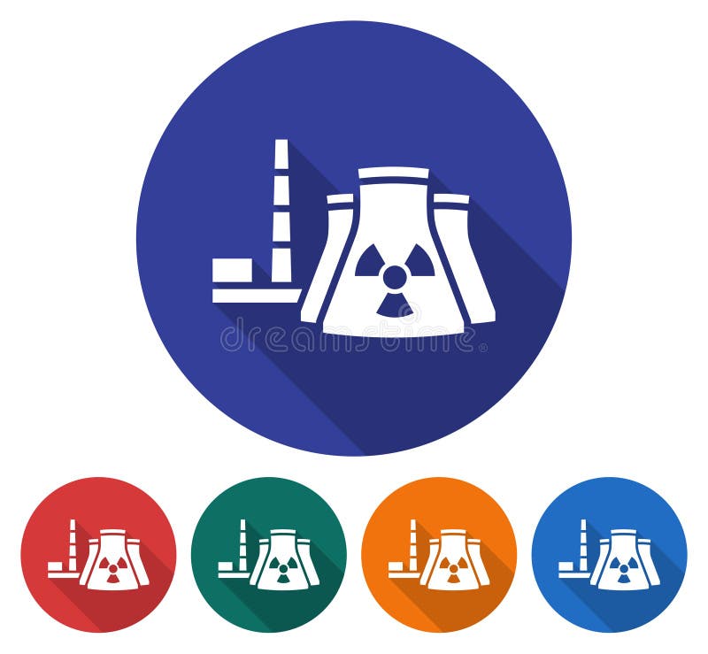 Kernkraftwerk, Kraftwerk-Farbe Lokalisierte Vektor-Ikone Vektor ...