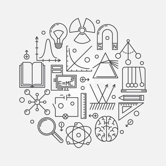 Physik-Rundillustration vektor abbildung. Illustration von elektrik ...