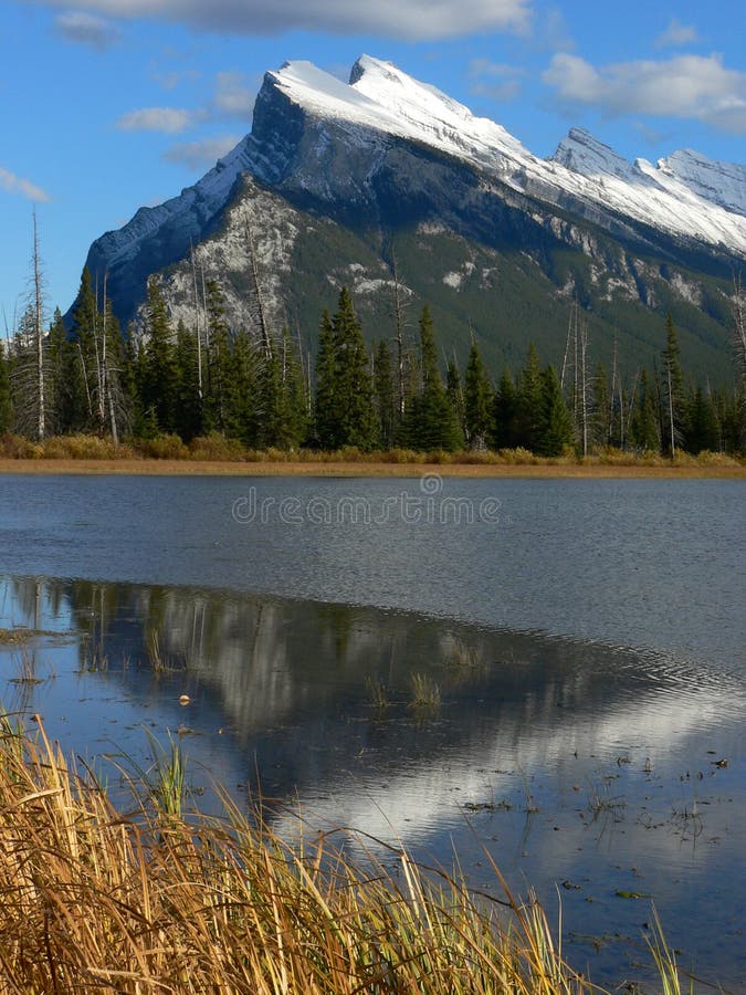 Mount Rundle and Vermillion Lake, Canada Stock Photo - Image of natural ...