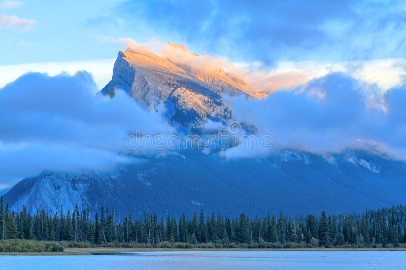 Rundle Mountain stock photo. Image of rocky, summer, snow - 48868432