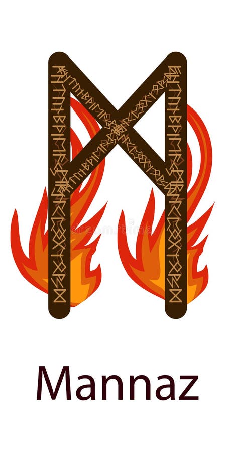 Rune Mannaz. Vertical Projection Stock Illustration - Illustration of ...