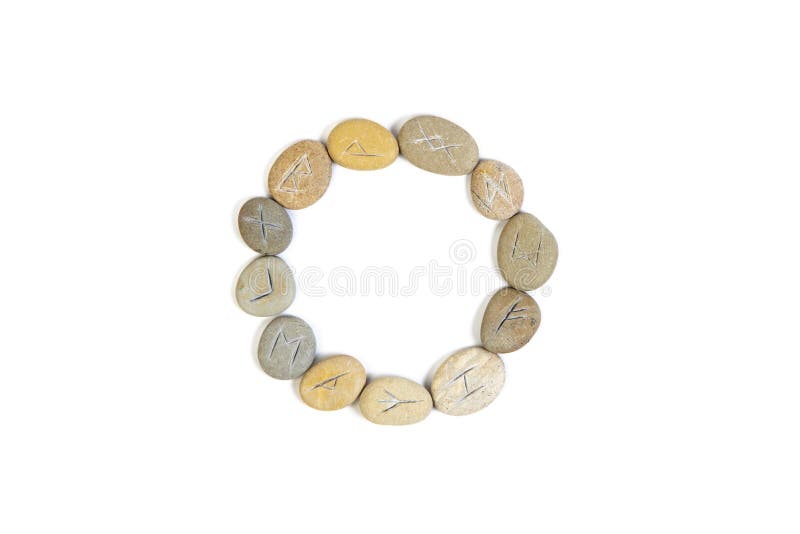 Rune Stones Arranged in Circle on White Background Stock Photo - Image ...