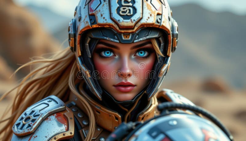 Runecode Valkyrie, Female Racer in Animated Armor of Changing Glyphs ...