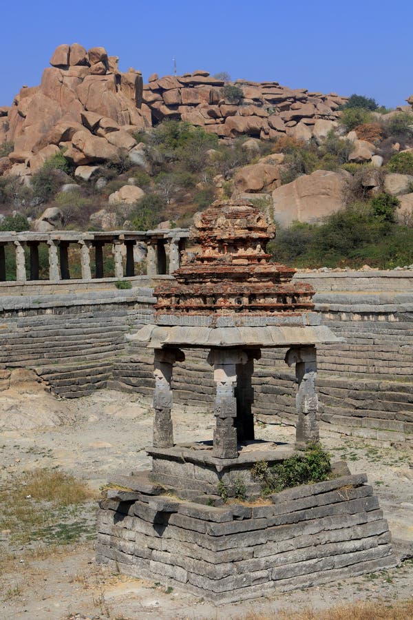 Runes of Hampi in India stock image. Image of pushkarini - 153134343