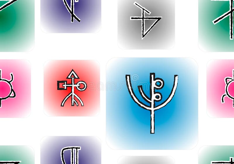 Runes, Seamless Pattern Background. Ancient Occult Symbols Stock Vector ...