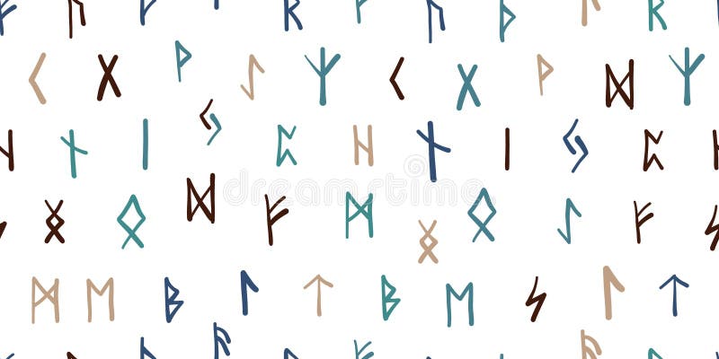 Runes, Seamless Pattern Background. Ancient Occult Symbols Stock Vector ...