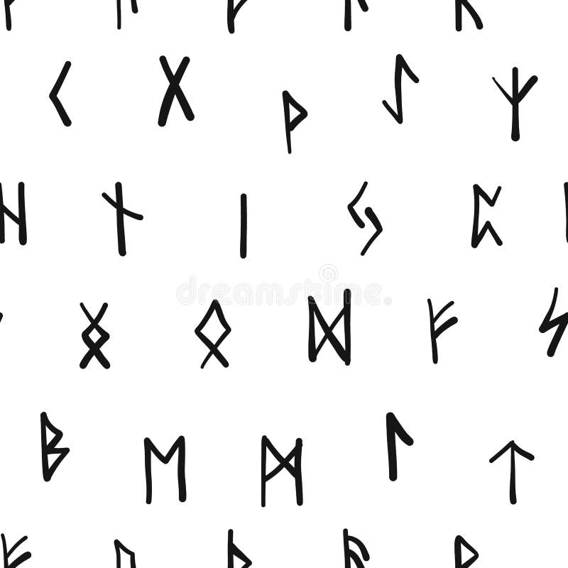 Runes, Seamless Pattern Background. Ancient Occult Symbols Stock Vector ...