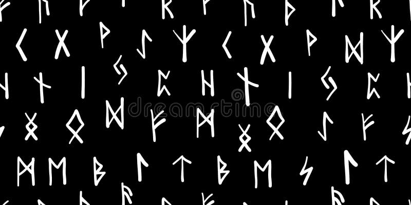 Runes, Seamless Pattern Background. Ancient Occult Symbols Stock Vector ...