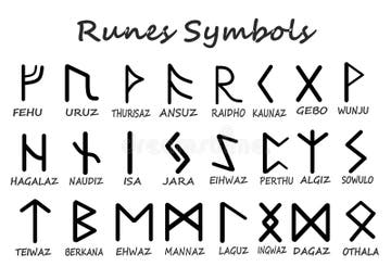 The Runes Symbols Alphabets of the Germanic Language White Backdrop ...
