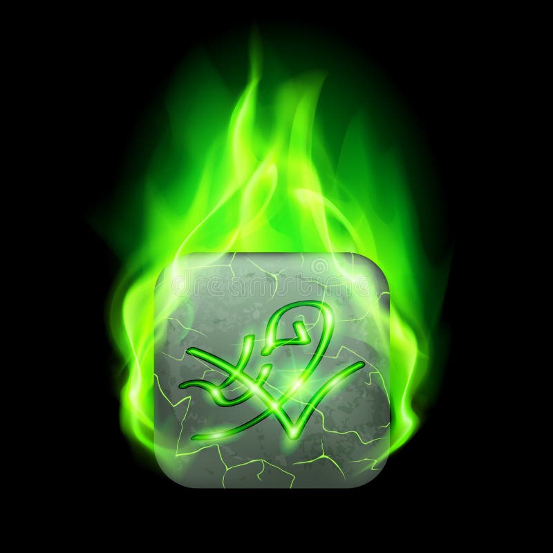 Burning Stone with Magic Rune Stock Vector - Illustration of cracked ...