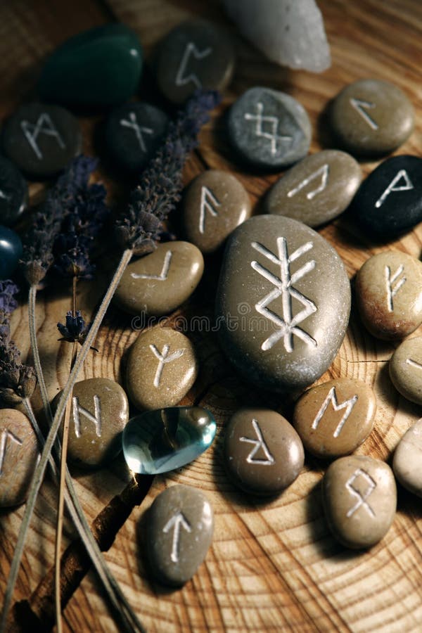 Stone Runic Talisman for Good Luck in Your Hand Stock Photo - Image of ...