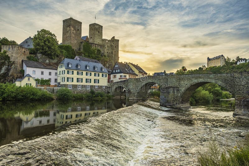 Runkel on the Lahn stock photo. Image of castle, romantic - 389949734