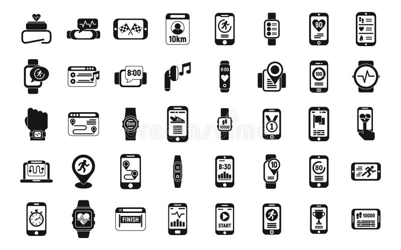 Runner App Icons Set Simple Vector. Body Activity Stock Vector ...