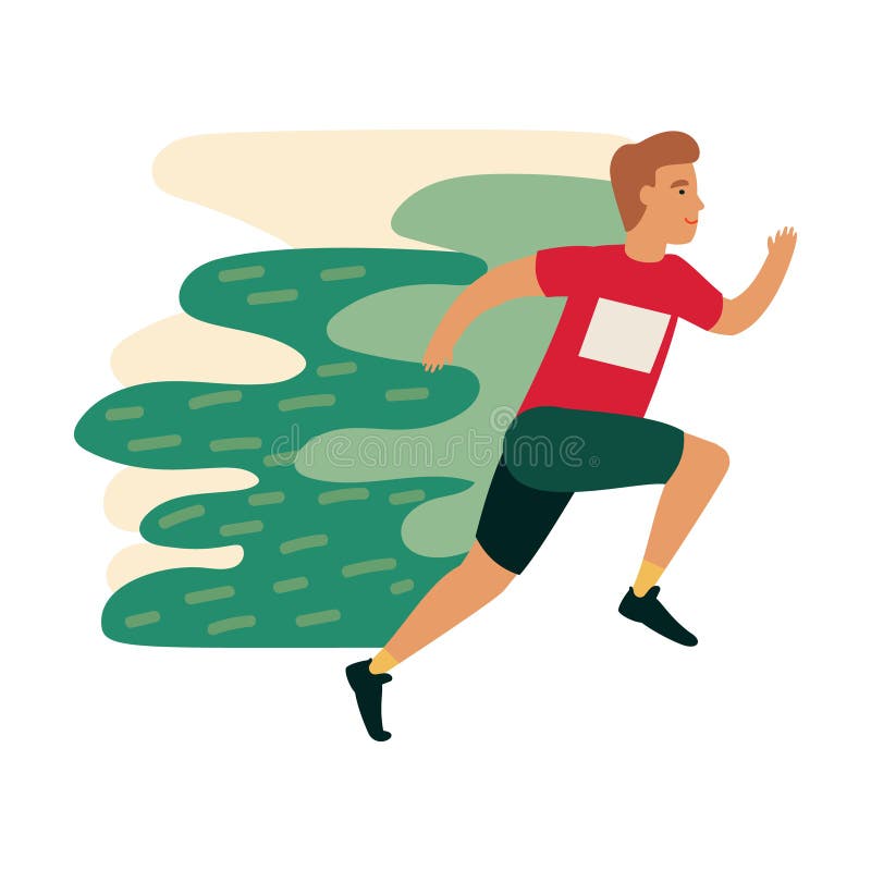 Runner Athlete in Motion. Funny Man Running Stock Vector - Illustration ...