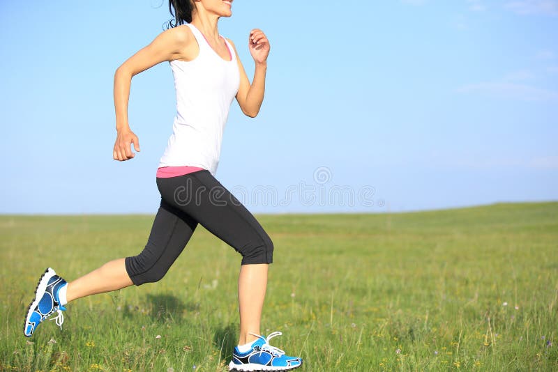 Runner Athlete Running on Grass Stock Photo - Image of clothes, athlete ...